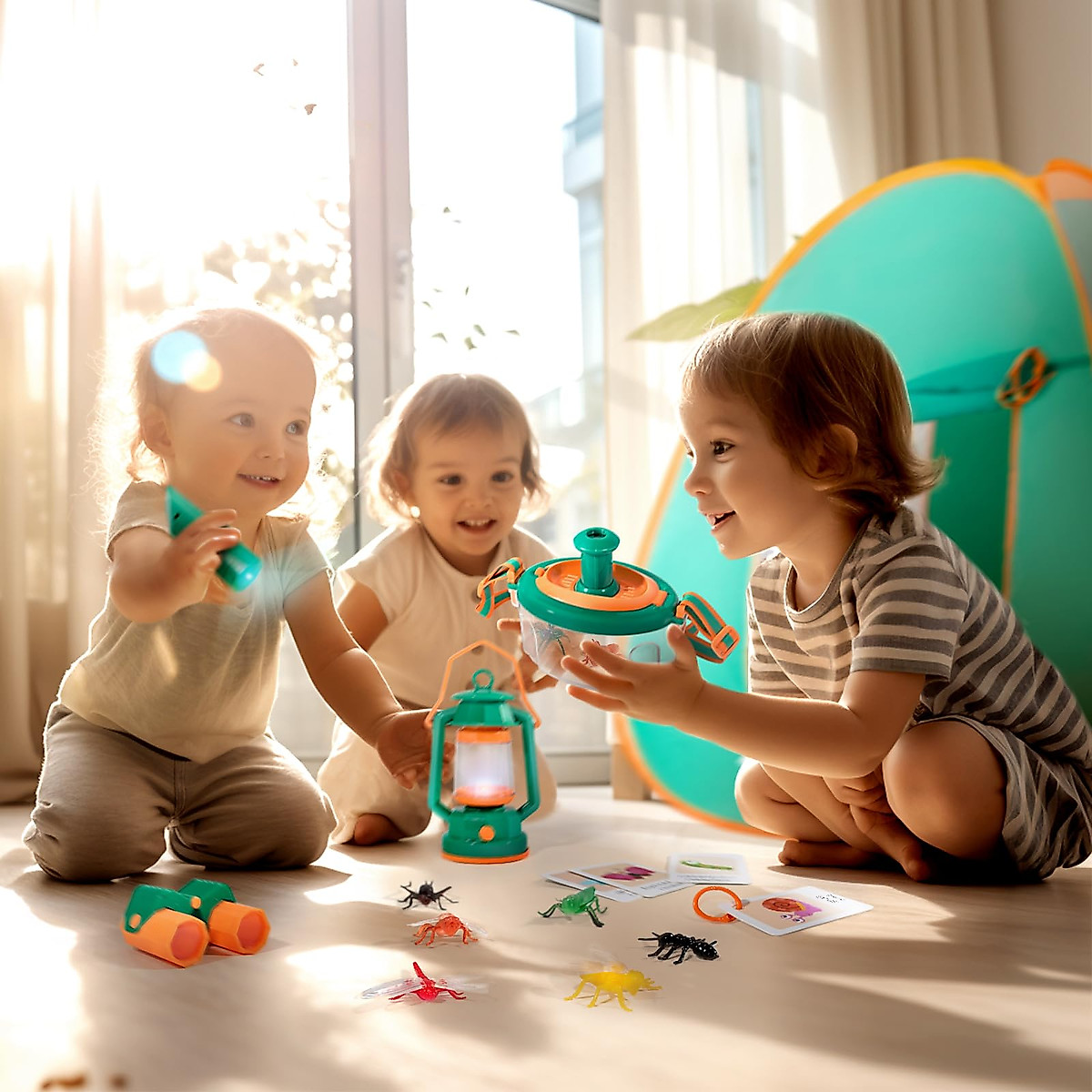 Kids Camping Set with Tent for 2 Toddlers-Kids Camping Toys for Kids 3-5 with Pop up Play Tent-Indoor Outdoor Pretend Camping Toys