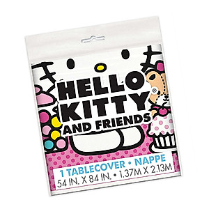 Unique Hello Kitty Birthday Decorations - Rectangular Plastic Tablecloth (Pack of 1) & Sticker (1)
