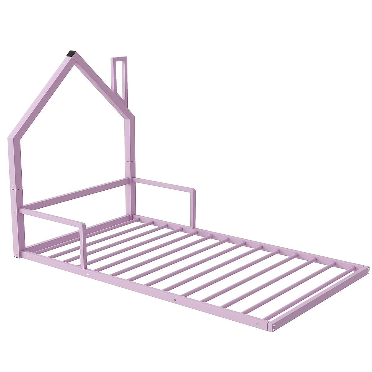 LostCat Twin Size Floor Bed Frame, Metal Montessori Floor Bed Frame for Kids Girls Boys, Twin Montessori Floor Bed with Slat Support, No Box Spring Needed, Pink