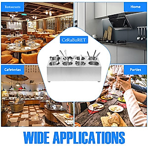 CeRaBuRET Commercial 8-Hole Stainless Steel Cylinder Flatware Silverware Utensil Holder Organizer Restaurant Silverware Organizer Countertop Cylinder Holder For Restaurants, Catering