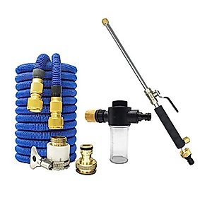 LRJSKWZC Garden Sprinkler High Pressure Water Gun Pressure Washer Car Wash Gun Power Washer Water Wand Adjustable Garden Hose Spray Gun Powerful Water (Color : 50FT Kit)