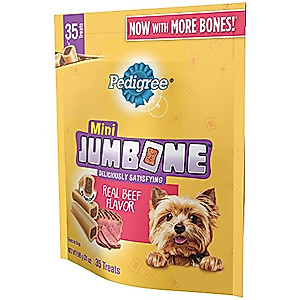 PEDIGREE MINI JUMBONE Small Dog Treats Real Beef Flavor, 21 oz. Pack (35 Treats)