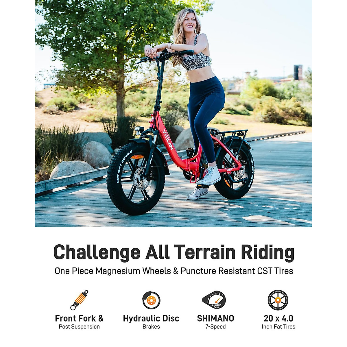 VITILAN Step Through Electric Bike, Folding 750W Step Thru EBikes for Adults 1200W Peak, 20”*4” Electric Bike Fat Tire, 20AH Sam-Sung Battery Electric Bicycle, 28Mph Ebike for Men Women, Black