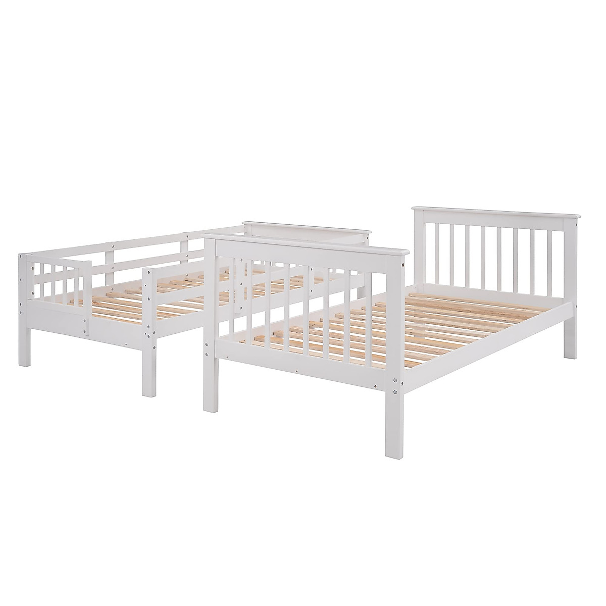 Twin Over Twin Bunk Bed with Stairs and 3 Storage Drawers, Solid Wood Bunk Bed Frame with Storage for Kids, Teens, Adults, Bedroom, Dorm. No Box Spring Needed (White)