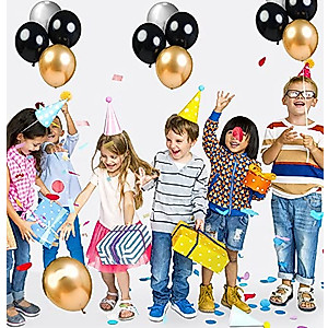 60pcs Gold Silver Black Balloons 12 Inches Latex Gold Silver Black for Birthday Party Baby Shower Graduation Decorations.
