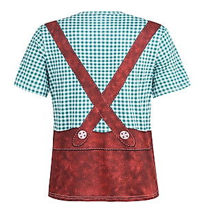 Colorful House Oktoberfest T-Shirt Men October Festival Costume German Costume Lederhosen Men Shirt Green(Green, X-Large)