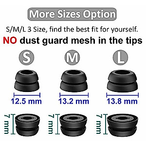 6 Pairs Galaxy Buds Pro [ Double Flange ] Ear Tips, S/M/L 3 Size Replacement Silicone Fit in Case Flexible Noise Reduce Earplug Earbuds Eartips Compatible with Samsung Galaxy Buds Pro - Black