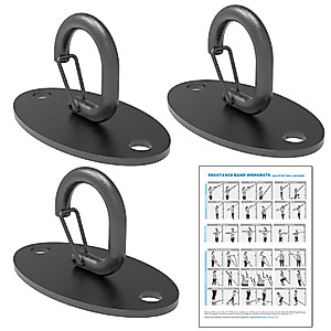 FITKIT Wall Mount 3 Anchors for Resistance Bands, Space Saving Workout Hooks for Strength Training, Home Gym Anchors for Physical Therapy Exercise, 3PCS (3 anchors)