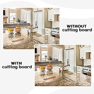 Yoande 2 Pieces Acrylic Cutting Board with Counter Lip Clear Chopping Non Slip Transparent Board for Kitchen Large Thicker Board for Countertop Protector Home Restaurant 24 x 18 Inch, 18 x 14 Inch