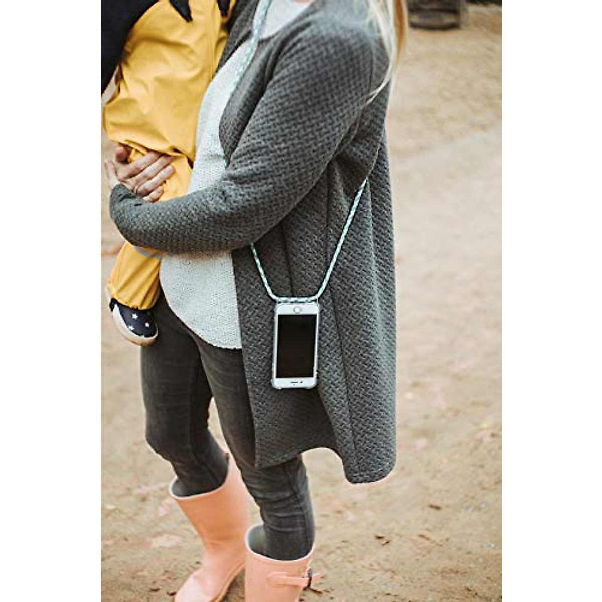 KILUCASE Smartphone Necklace - Clear Protective Anti-Shock Case with Lanyard Strap Cord in Charcoal Grey (Compatible with iPhone 11Pro)