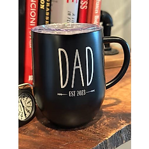 Pregnancy Gift Est 2023- Mom Est 2023 DAD Est 2023 ENGRAVED Stainless Steel Coffee Tumblers - Gift Set for New Parents to Be-Baby Shower Gifts for Parents -Mom and Dad Mugs for Expecting Parents
