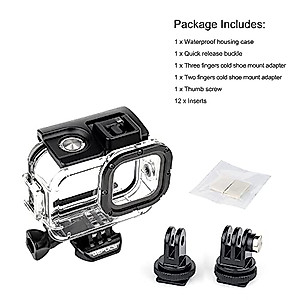 GEPULY Waterproof Housing Case for GoPro Hero 9 10 11 Black, 60m Underwater Protective Dive Housing Shell with 2 Cold Shoe Adapter and Bracket Accessories for Go Pro Hero 11 10 9 Black Cameras