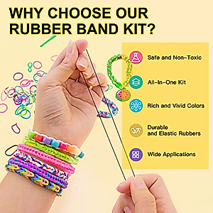 HTVRONT Rubber Band Bracelet Kit - 2100 Loom Bracelet Making Kit for Girls, 23 Colors Rubber Band Kit, Durable Rubber Bands for Bracelets, Loom Bands kit with Accessories Friendship Bracelets Kit