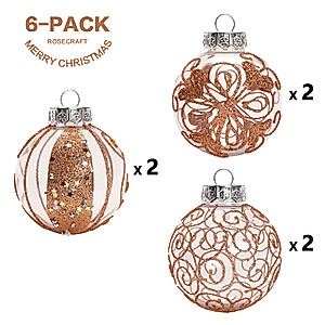 MoonXmas Christmas Ornaments Set, 2.75"/70MM Red Clear Plastic Shatterproof Christmas Tree Hanging Decorations, for Indoor Home Halloween Thanksgiving Xmas Decor - 6Pcs.