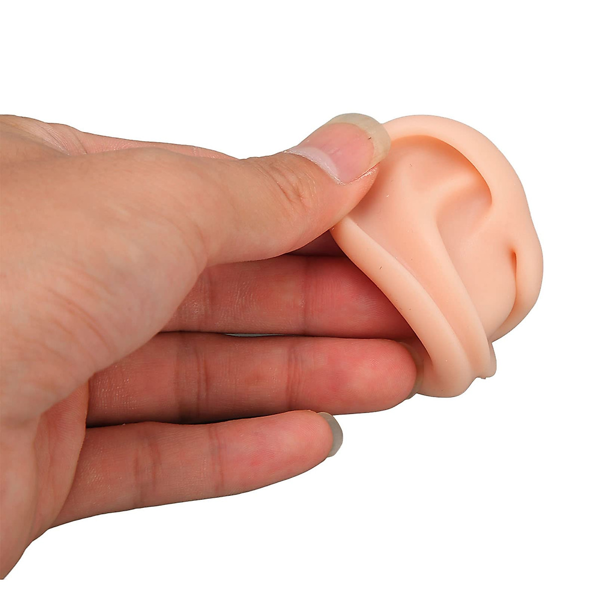 Silicone Ear,Reusable Silicone Nose Model,Piercing Practice Supplies,Displays Tool for Jewelry (Light Skin Color)