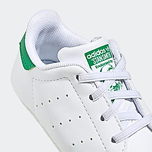 adidas Originals unisex baby Stan Smith Crib Sneaker, White/White/White, 3 Infant US