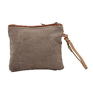 Myra Bag Haute Couture Upcycled Denim & Canvas Wristlet Bag S-1018