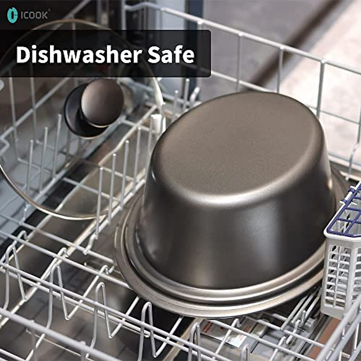 ICOOK USC-35-OP001RD 3.5 Quart Slow Cooker,Aluminium Sear/Sauté Stew Pot Stovetop safe,Dishwasher Safe,Glass Lid,Adjustable Temp,Food Warmer,Red