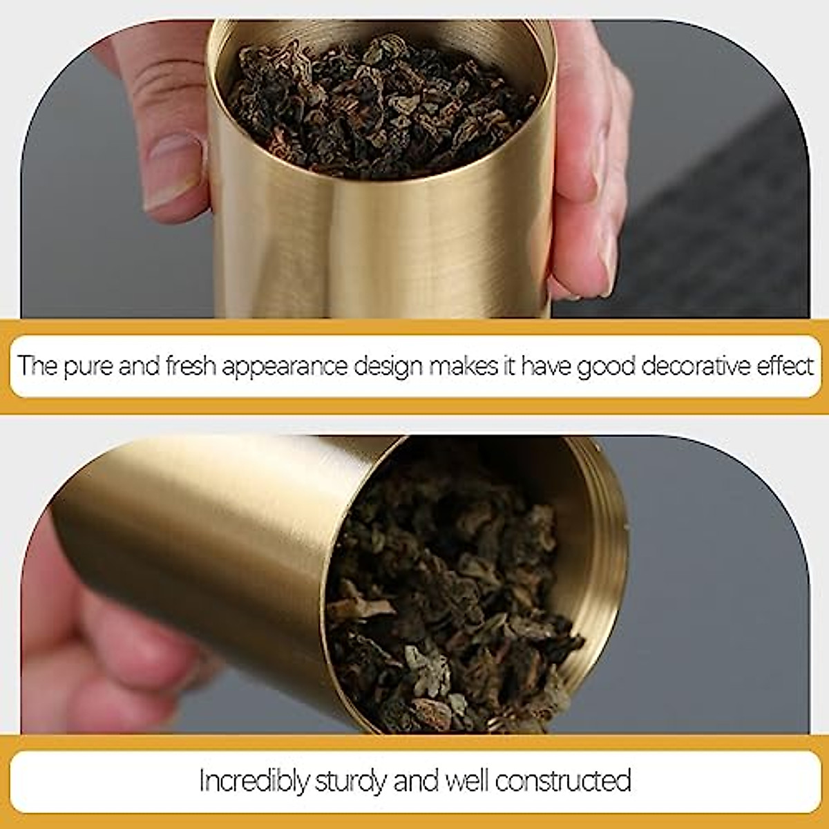 Airtight Containers Tea Canister Sealing Tea Jar Polished Tea Leaf Storage Jar Vintage Tea Canister Coffee Bean Can Copper Canister Food Container (11X6.5cm) Containers for Food