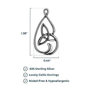 MORGAN & PAIGE Trinity KnotCeltic Knot Dangle Earrings for Women - 925 Sterling Silver Drop Earring Design, Lightweight and Hypoallergenic for Sensitive Ears with Secure Clasp
