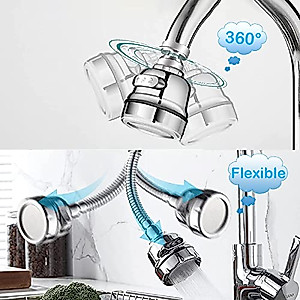 Faucet Extender for Kitchen Sink, Faucet Sprayer Attachment Kitchen Faucet Aerator Head 360° Rotatable Anti-Splash Faucet Nozzle Head Replacement Booster Shower and Water Saving Tap for Kitchen
