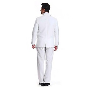 U LOOK UGLY TODAY Men's Party Suit Solid Color Prom Suit for Themed Party Events Clubbing Jacket with Tie Pants White X-Large