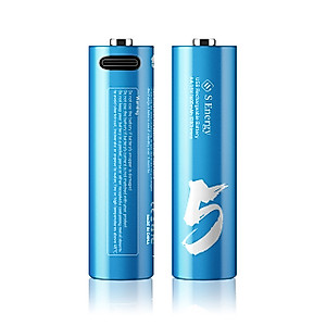 S Energy USB Rechargeable AA Batteries, High Capacity Lithium Polymer 1.5V 1600mAh Battery, 1.5 H Fast Charge, 1200 Cycle with Type C Port Cable, Constant Outpu4-Pack