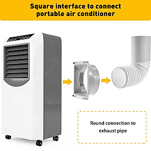 5.9 In Portable Air Conditioner Exhaust Hose Coupler Summer Portable A/C Connector Window Adapter Square Mobile A/C Coupler Connector for Air Conditioning Exhaust Duct, Square to Round(2 Pieces)