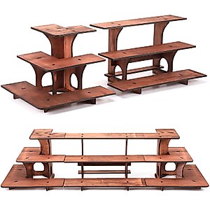 Unittype 3 Pieces 3 Tiers Retail Table Display Stand 40 Inches Wooden Corner Rack Portable Shelf Rack for Retail Table Top, Counter Top Craft Shows Farmers Market Trade Shows Display, Walnut Color