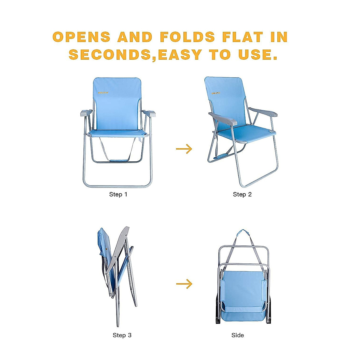 #WEJOY Folding Webbed Lawn Beach Chair,High Back Seat Backpack Portable Lightweight Chairs+High Back Folding Beach Chair,Lightweight Camping Lawn Chairs for Adults with Hard Arm,Headrest,Pocket