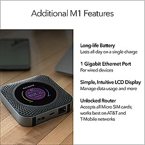 NETGEAR Nighthawk M1 4G LTE WiFi Mobile Hotspot (MR1100-100NAS) – Up to 1Gbps Speed, Works Best with AT&T and T-Mobile, Connects Up to 20 Devices, Secure Wireless Network Anywhere
