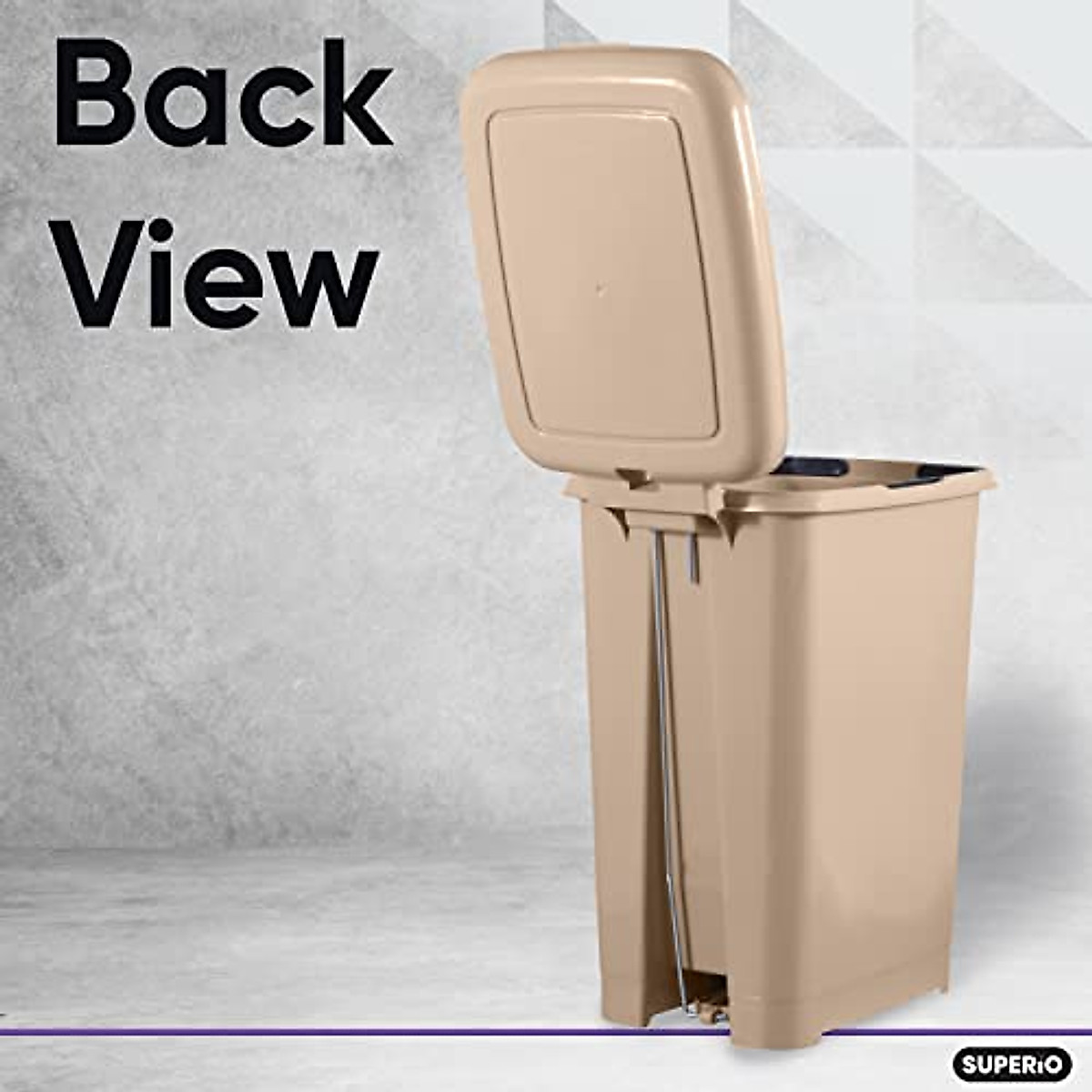Superio Slim Pedal Trash Can (16 QT) (Beige)