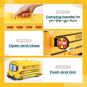 Robocar Poli Toys, School B Carrying Case, 2-in-1 School Bus Toy Car Transporter Carrier (Die-cast Vehicle Storage & Transport Toys), Kids for Ages 3 and up - [Diecast not Included, Only Carrier]