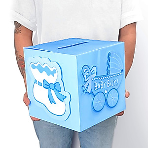 Tytroy Baby Shower Wishing Well Card Box Cute Decoration Rattle Pretty Keepsake Carriage (Blue)