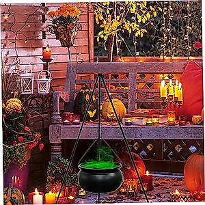 Witches Cauldron Large Halloween Cauldron on Tripod with Lights Cauldron Halloween Decor Black Witch Cauldron for Outdoor Halloween Yard Decorations