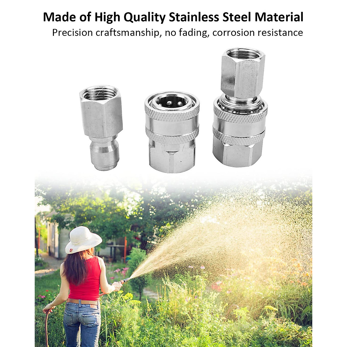 𝟐𝟎𝟐𝟒 𝐍𝐞𝐰 NPT 3/8 Inch Stainless Steel Male and Female Quick Connector Kit, Pressure Washer Adapters Hose Quick Connector Internal Thread 8 Sets