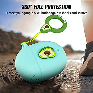 Newseego for Google Pixel Buds 2(2020) Case, Cute 3D Funny Protective Cover Soft Silicone Cartoon Shockproof Case for Google Buds 2 with Keychain Fashion Design Support Wireless Charging-Avocado