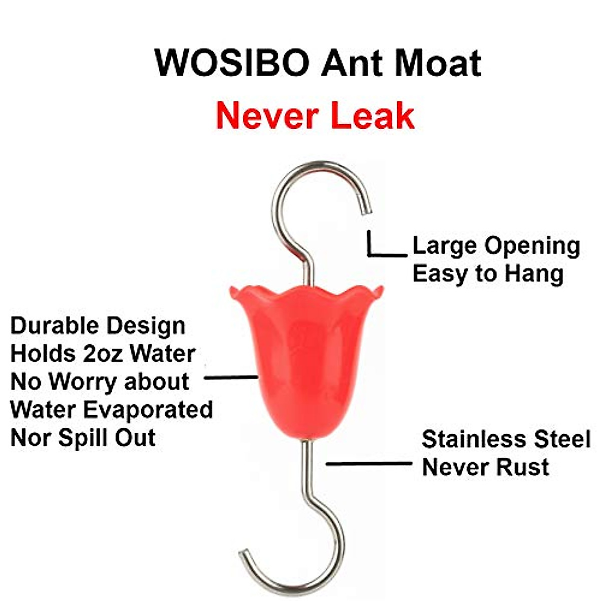 WOSIBO 8 Pack Ant Moat Guard for Hummingbird Feeders, Metal Hummingbird Feeders Accessory Hooks 4 Pack with 4 Clean Brushes Red