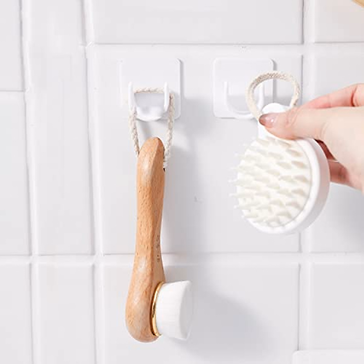 Resdenio Adhesive Shower Curtain Rod Holder - 4 Piece Curtain Rod Bracket No Drilling, Multifunction U Shape ABS Plastic Shower Rod Retainer for Bathroom Bedroom (Shower Curtain Rod Not Included)
