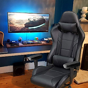 baibu Ergonomic Memory Foam Office Chair Arm Pads, Comfy Black Gaming Armrest Pads for Elbows and Forearms Pressure Relief (Set of 2)