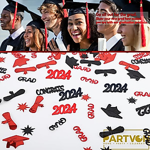 Graduation Confetti 2024, Black Red Decor Graduation Party Supplies，Class of 2024 Decorations Table Confetti for Kindergarten Preschool High School College