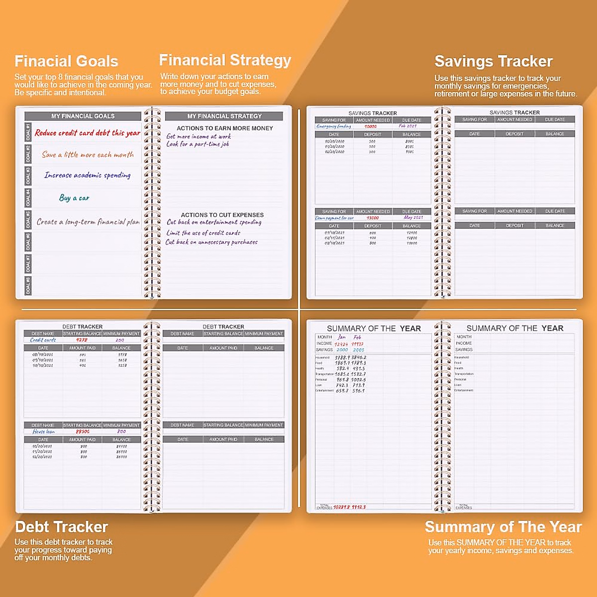 Budget Planner - Monthly Finance Organizer with Expense Tracker Notebook to Manage Your Money Effectively, Undated Finance Planner/Account Book, Start Anytime, 1 Year Use, A5, Yellow Flower