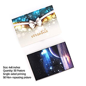 HZSYF Blue Photo Wall Collage Kit - Galaxy Stars Wall Art Space Posters Pictures Aesthetic Room Decor for Boys Girls Bedroom Dorm Nature Nebula Starry Night Universe Artwork 50 Set 4x6inch UNFRAMED