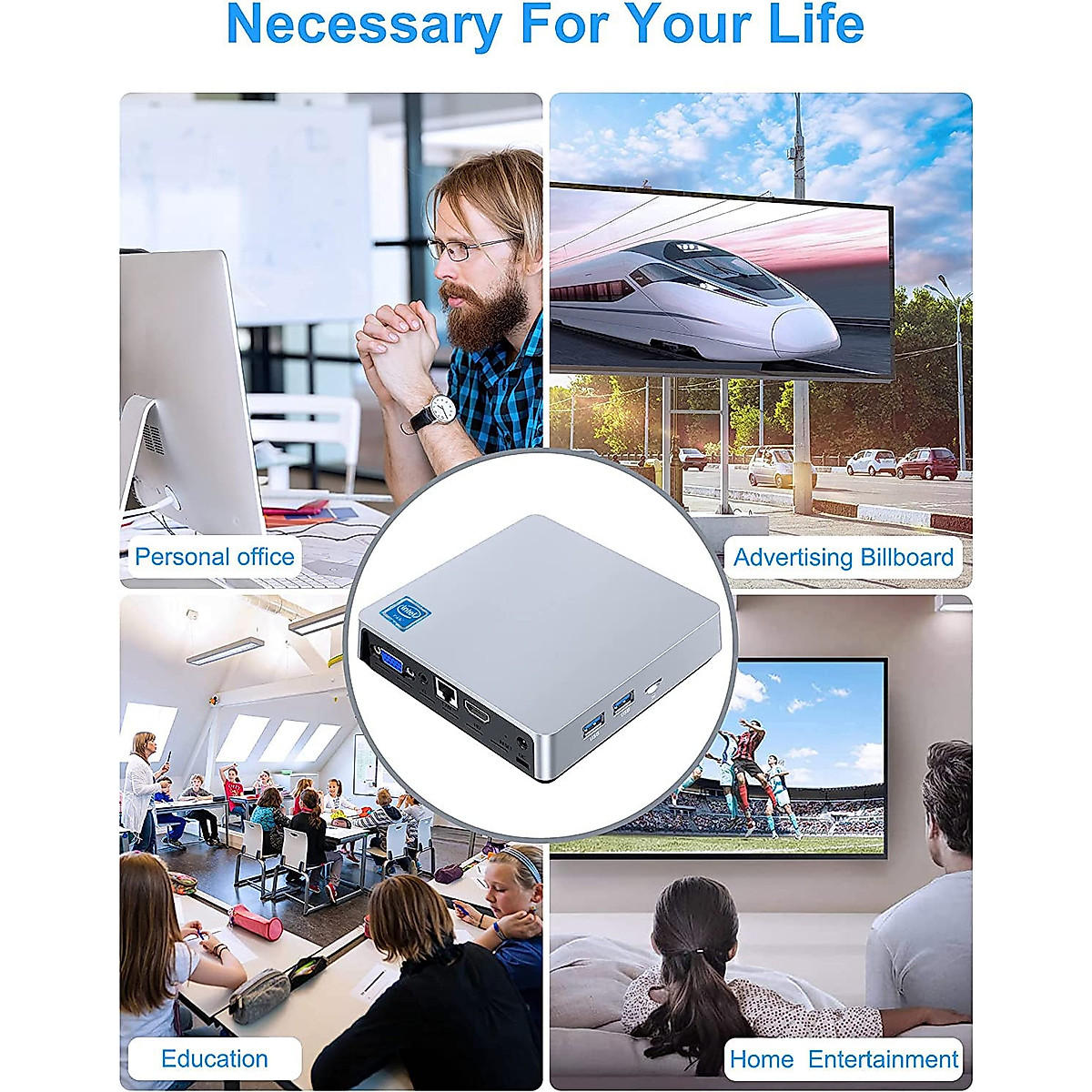 Fanless Mini PC Intel Atom Z8350 Processor,Mini Desktop PC Windows 10 Pro,4GB LDDR3 64GB EMMC,Mini Computer Support Dual Display/4K HD/2.4G+5G Dual-Band WiFi for Business Home Theater