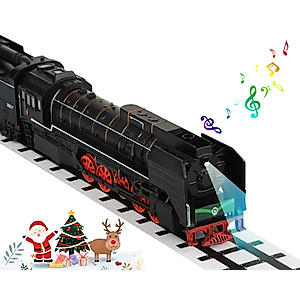 DS. DISTINCTIVE STYLE 1:87 Alloy Steam Locomotive Traction Engine Trains Toy Model with Music Light (Black)