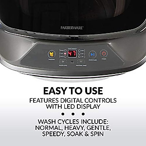 Farberware Professional FCW10BSCWHA 1.0 Cu. Ft. Portable Clothes Washer with 7-lb Load Capacity, Silver & Chrome