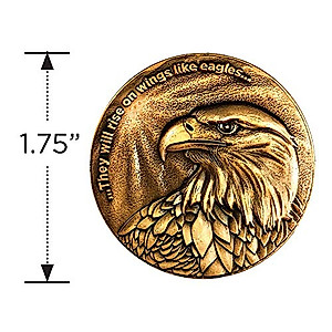 Christian Eagle Challenge Coin, Antique Gold-Color Plated, American Bald Eagle & Isaiah 40:31