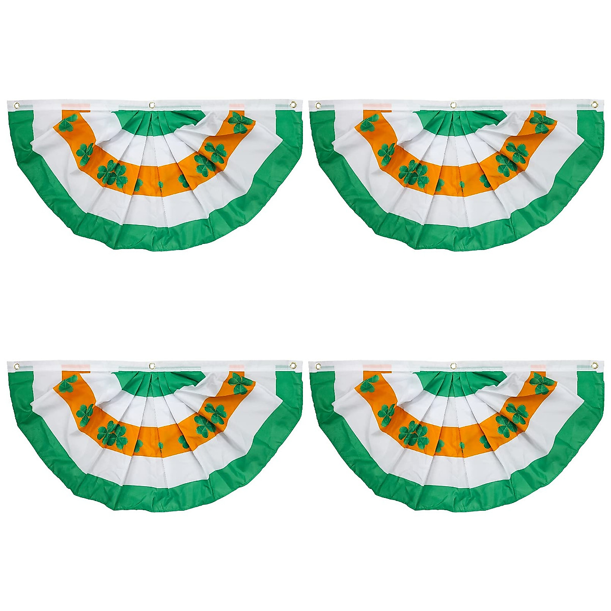 Motiloo 4PCs 3x1.5 Foot Ireland Flag,St. Patrick Day Flag Pleated Fan Flag Patriotic Flag Bunting Half Fan Banner Decoration Indoor/Outdoor
