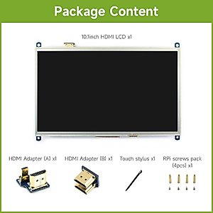 waveshare 10.1inch Resistive Touch Screen LCD Compatible with Raspberry Pi 4B/3B+/3A+/2B/B+/A+/Zero/Zero W/WH/Zero 2W CM3+/4 1024×600 Resolution HDMI IPS Supports Windows