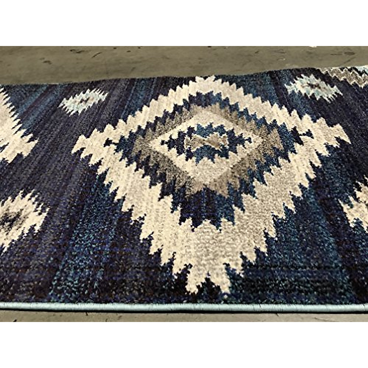 Expressions South West Native American Indian Runner Area Rug Turquoise Beige Grey Blue Purple Storm Blue Design 1033 (2 Feet 2 Inch X 7 Feet)